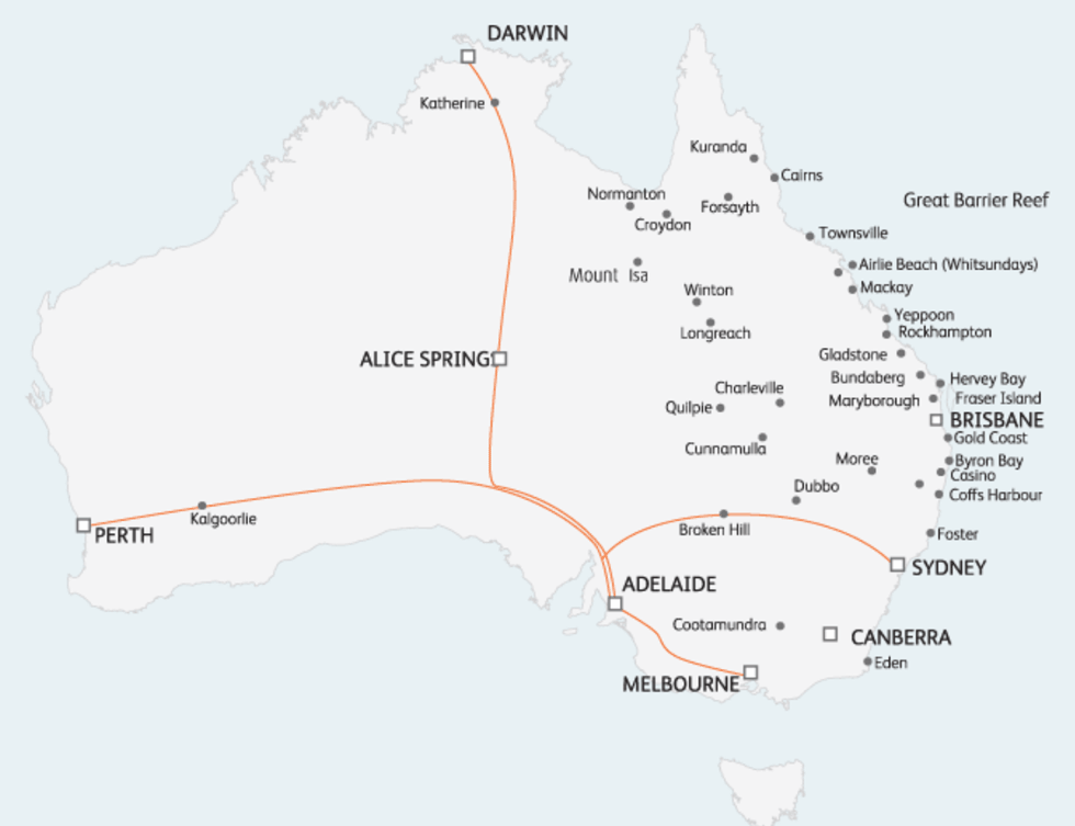 Rail Explorer Pass map - Explore Australia by rail with an Australian ...
